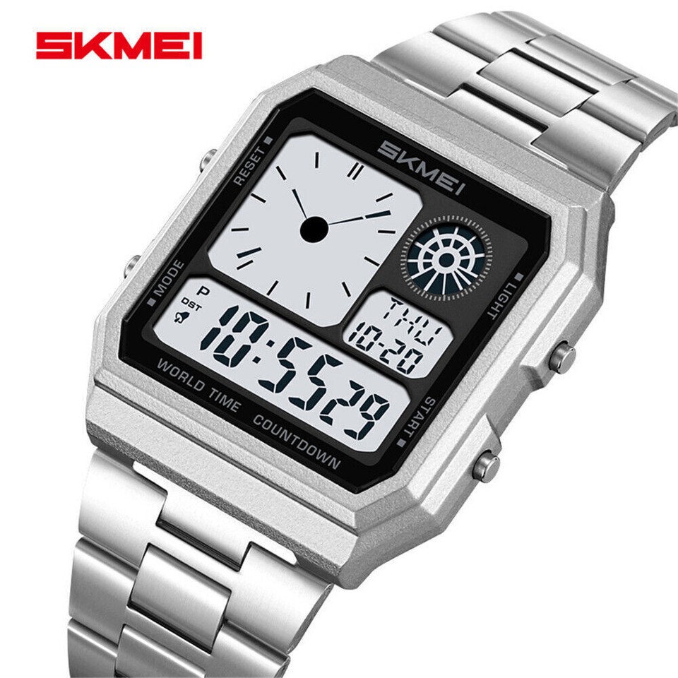 SKMEI Men Digital Watch Sport Watch Fashion Square Steel Watches Male Wristwatch | eBay
