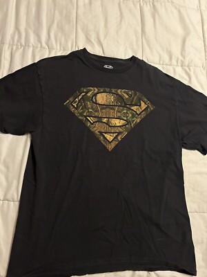 DC Black Superman Camo Symbol Medium Large Shirt Justice League ...