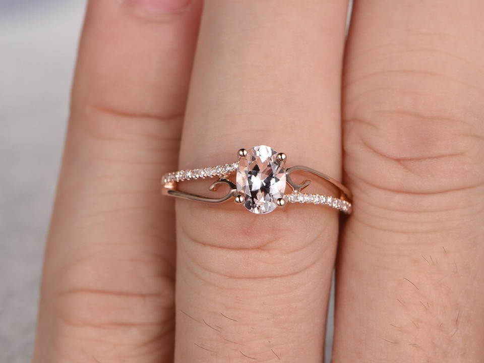 1.61ct Lab-Created Peach Morganite Engagement Ring Ros Gold Plated ...