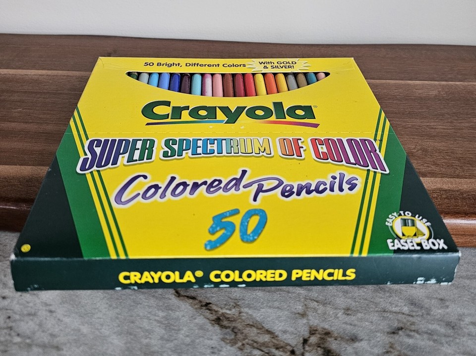 50 Crayola Super Spectrum Color Pencils & with Gold & Silver 1996 NEW ...