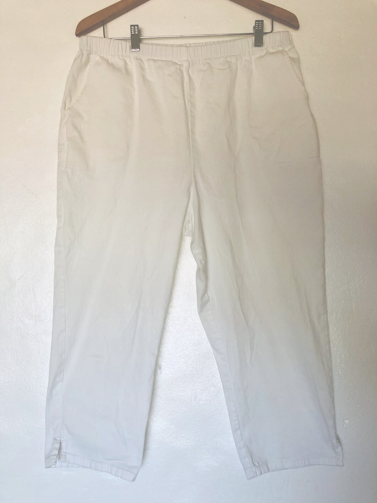 Denim & Co White Pull On Cropped Capri Pants Capris XL - Gem
