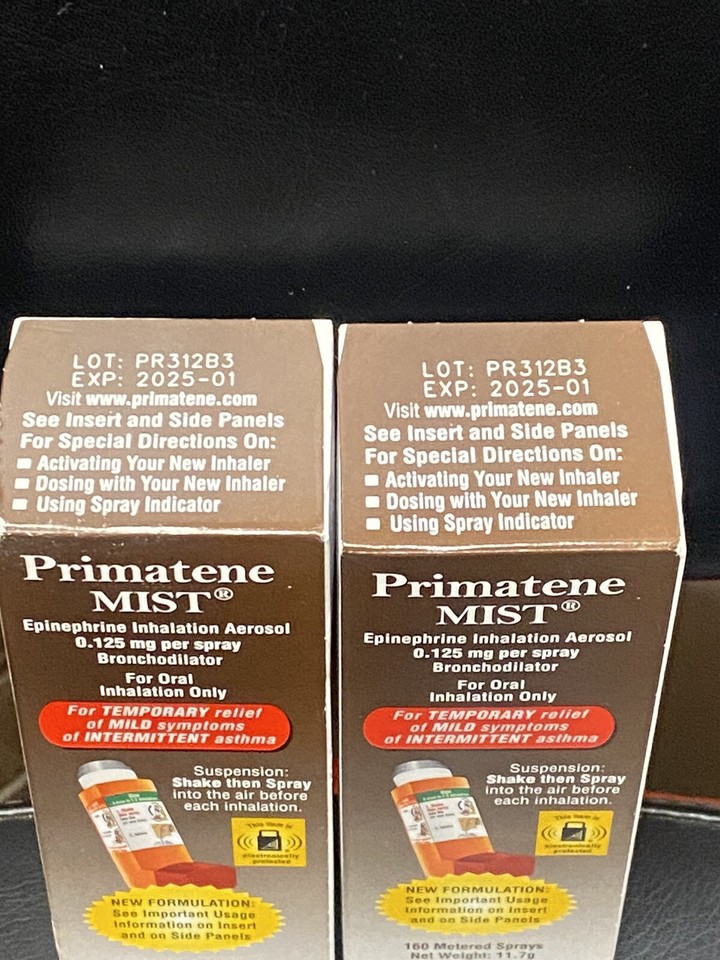Primatene Mist Asthma Relief Inhaler Lot of 2 EXP 01/2025 🆕(SB ...