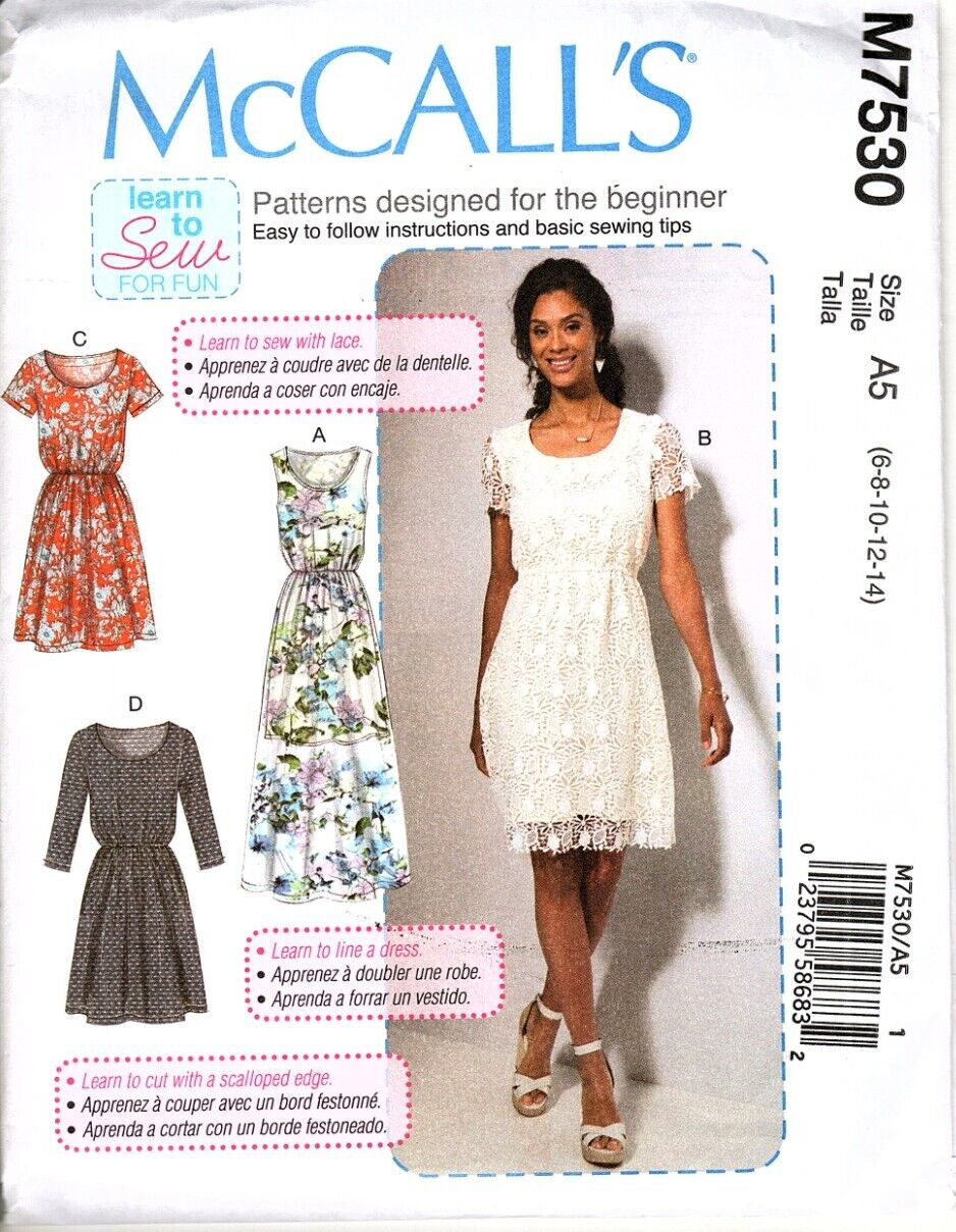 McCall's M7530 Misses 6 to 14 Learn to Sew Dress Uncut Sewing Pattern ...