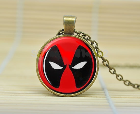 DEADPOOL PENDANT CABOCHON BRONZE CHAIN WADE WILSON MUTANTS POWER MERC X ...