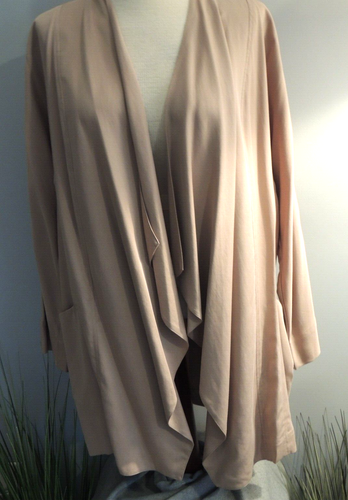 JOHN MARK Open Waterfall Jacket NWT Size M Tan Lyocell/Linen Blend MSRP ...