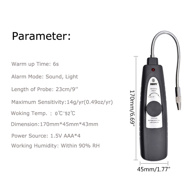 Halogen Leak Detector with Flexible Probe Large LCD Screen Sensitivity ...