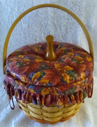 Longaberger Small Pumpkin Basket w/ Padded Stemmed Lid Liner &Protector ...