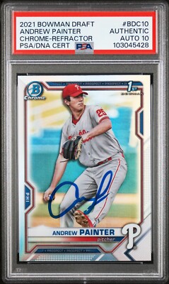 Andrew Painter Signed 2021 1st Bowman Chrome Refractor PSA 10 Auto ...