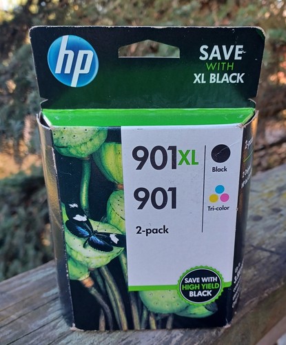 HP Officejet Printer Cartridge Ink 2-pack Black 901XL Tri-Color 901 Exp ...