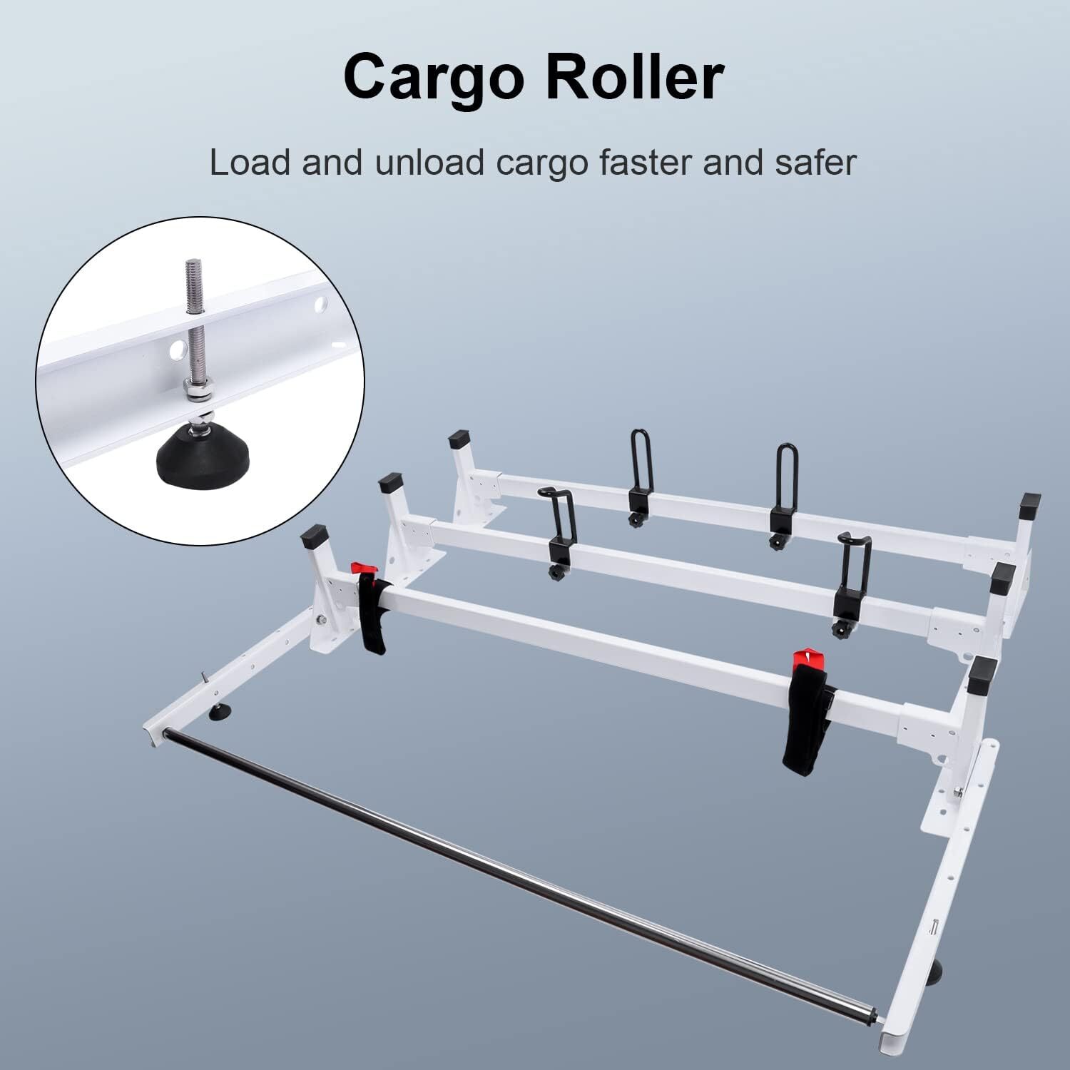 54" 3 Bar Ladder Roof Rack W/ Cargo Roller For 2015-2024 Ford Transit ...