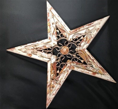 Star Architectural Wood Metal Window Frame, Rustic Distressed Farmhouse ...