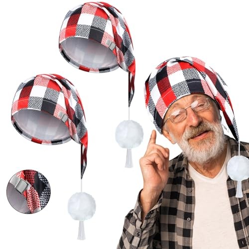 2 Pcs Sleeping Cap for Men Adjustable Sleep Cap Men Buffalo Red Black ...