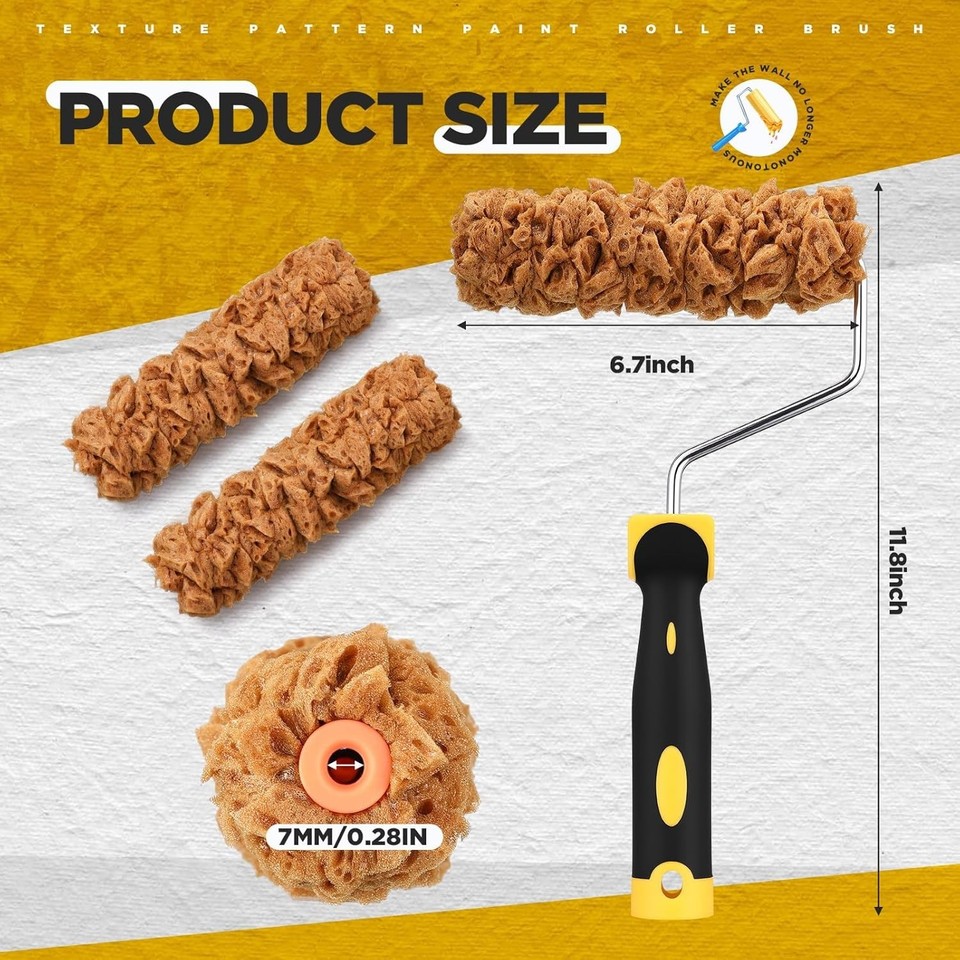 3 Piece Set Textured Sponge Paint Roller 6 Inch for Home Wall ...