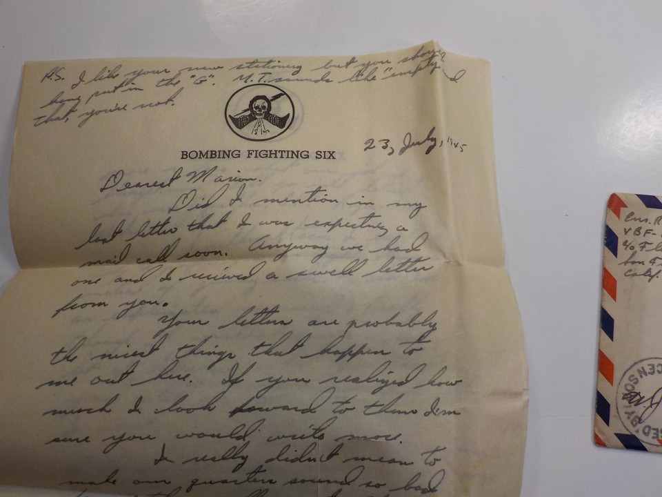 WW2 Letter 1945 Skeleton Skull Bombing Fighting Six Letterhead Detroit ...