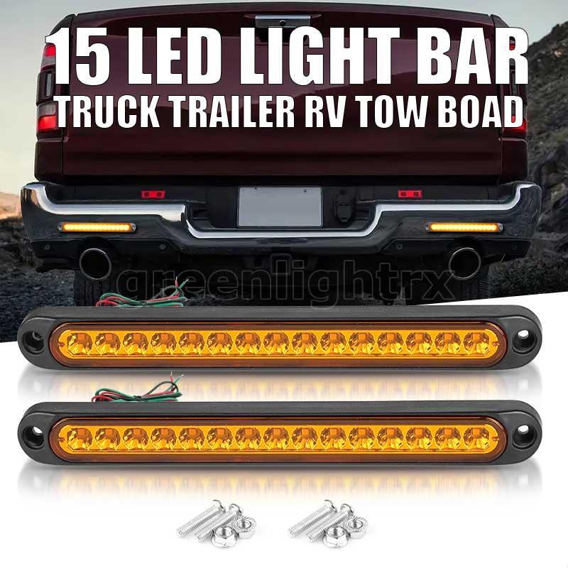 24V 2X LED Flowing Amber Stop Brake Turn Signal Tail Light Bar Strip ...