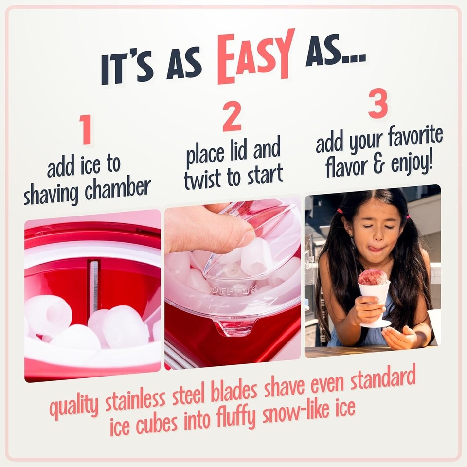 Nostalgia Snow Cone Shaved Ice Machine Single Serve Retro Makes 20 Icy ...