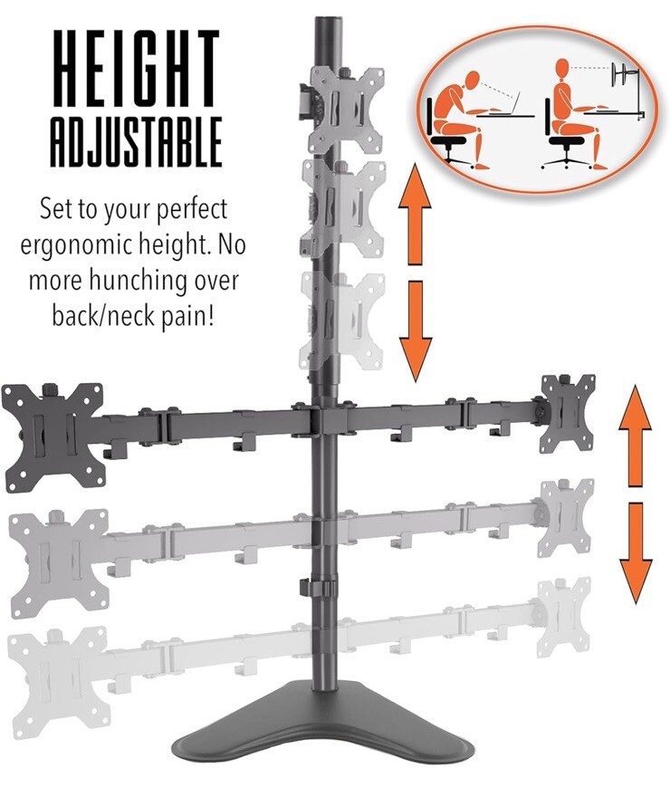 Stand Steady Freestanding 3 Monitor Mount Desk Stand | Height ...