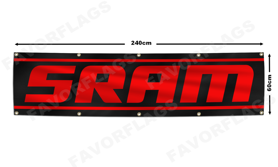 Sram Banner Flag 2X8 Ft Montain Bike Bicycle Components Shop Decoration ...