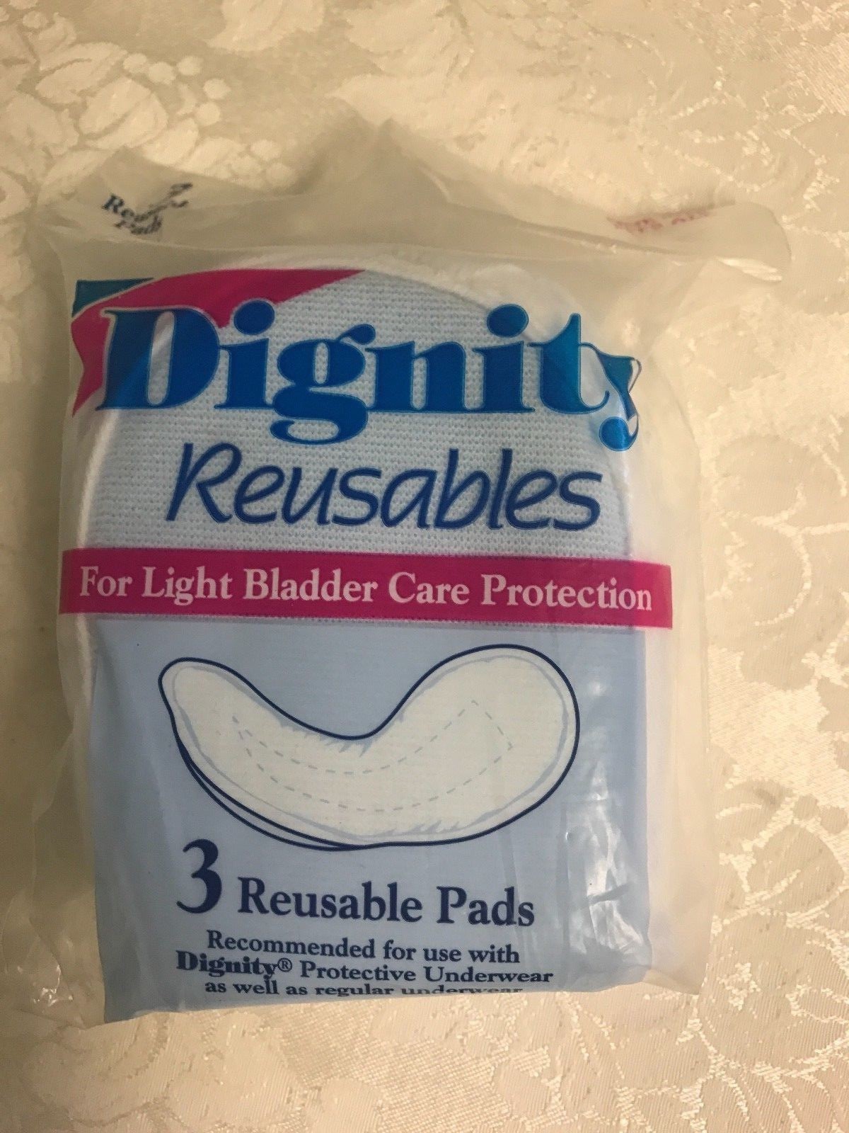 Dignity Reusable Washable Personal Pad 4''x12'' Blue Pack of 3 **BRAND ...