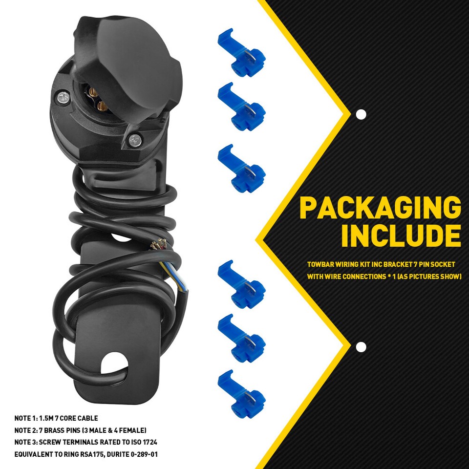 12N 7Pin Pre-Wired Socket Car Trailer Caravan Electrics Mounting Plate ...