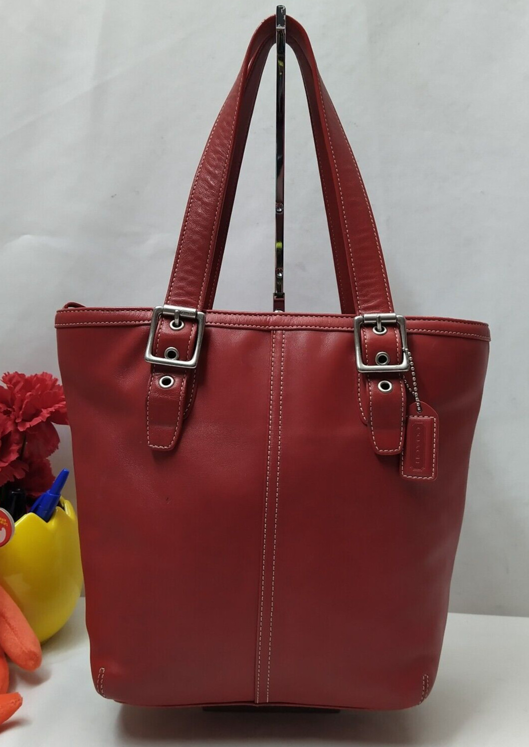 Coach Gallery Red Leather Doubled Handle Zipper Closu… - Gem