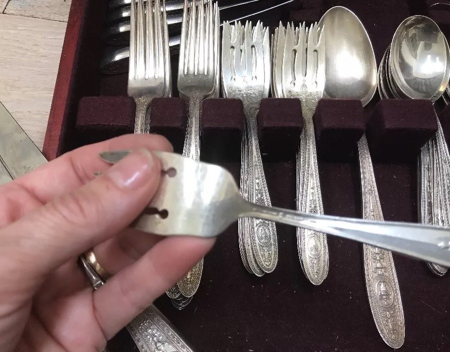 Antique International STERLING SILVER Flatware Set 100 Pieces Wedgewood ...