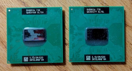Lot of 2 Intel Pentium M Socket 479 Mobile CPUs SL7SA & SL7SL 1.73 & 2. ...