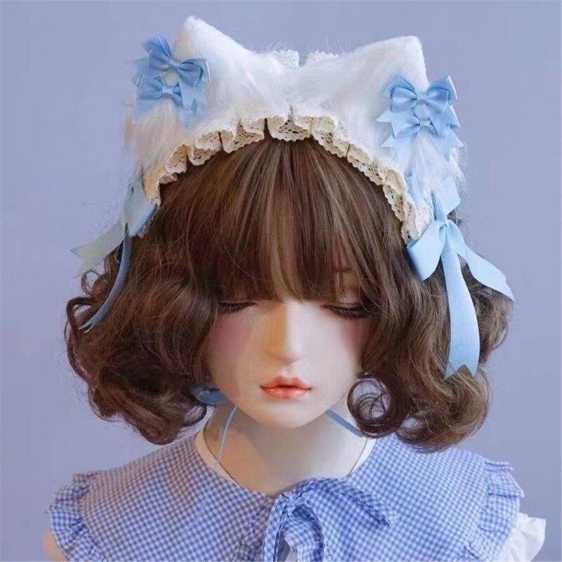 Girl Ruffled Lace Headbands Subculture Ear Ribbon Flouncing Headwear | eBay