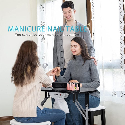 Portable Manicure Table Nail Desk Station w/LED Lamp Dust Collector ...