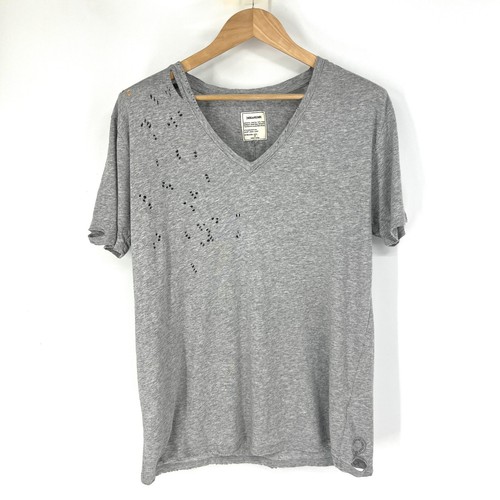 Zadig & Voltaire Tonga Destroyed V-Neck T-Shirt Mens Size M Gray Cotton Modal$98 | eBay