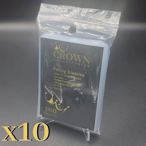 10 x PACKS - Crown Collectables Regular Size Penny Sleeves - 35pt to ...