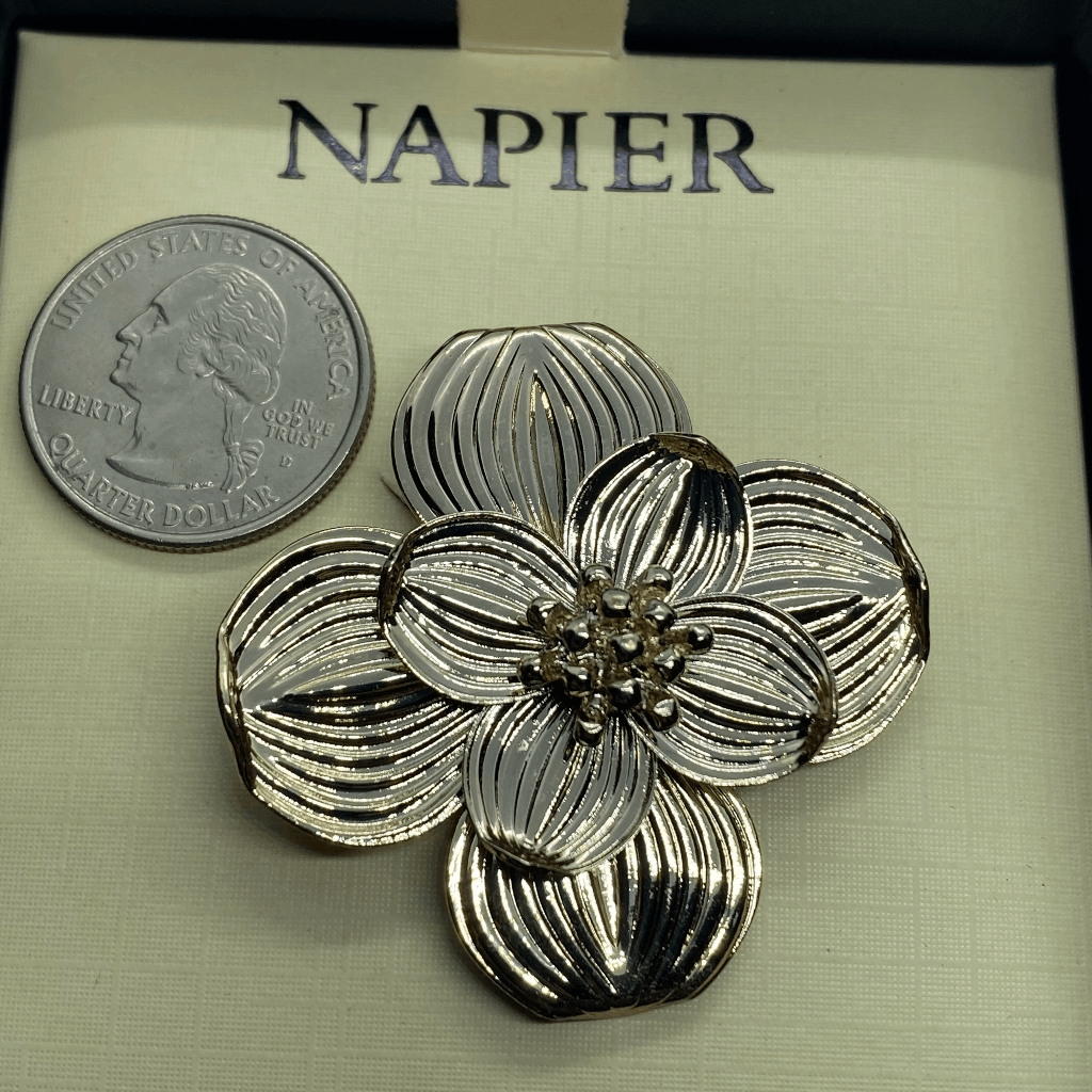 Napier Stunning Gold Tone Flower Brooch / Pin | eBay