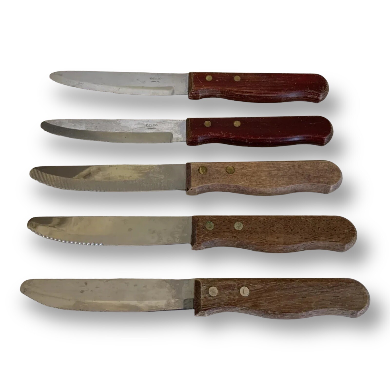 Vintage Lot of 5 Thick Stake Knives Delco Brazil Northland Taiwan China ...