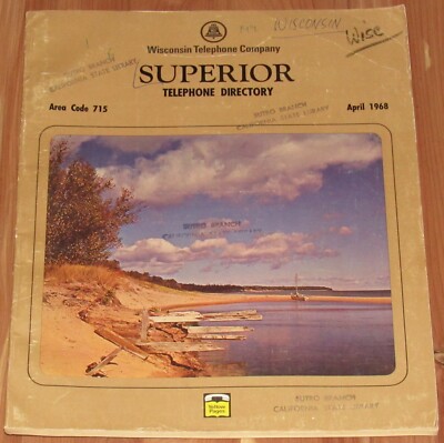 1968 WISCONSIN TELEPHONE DIRECTORY, SUPERIOR, AREA CODE 715, RESIDENT ...