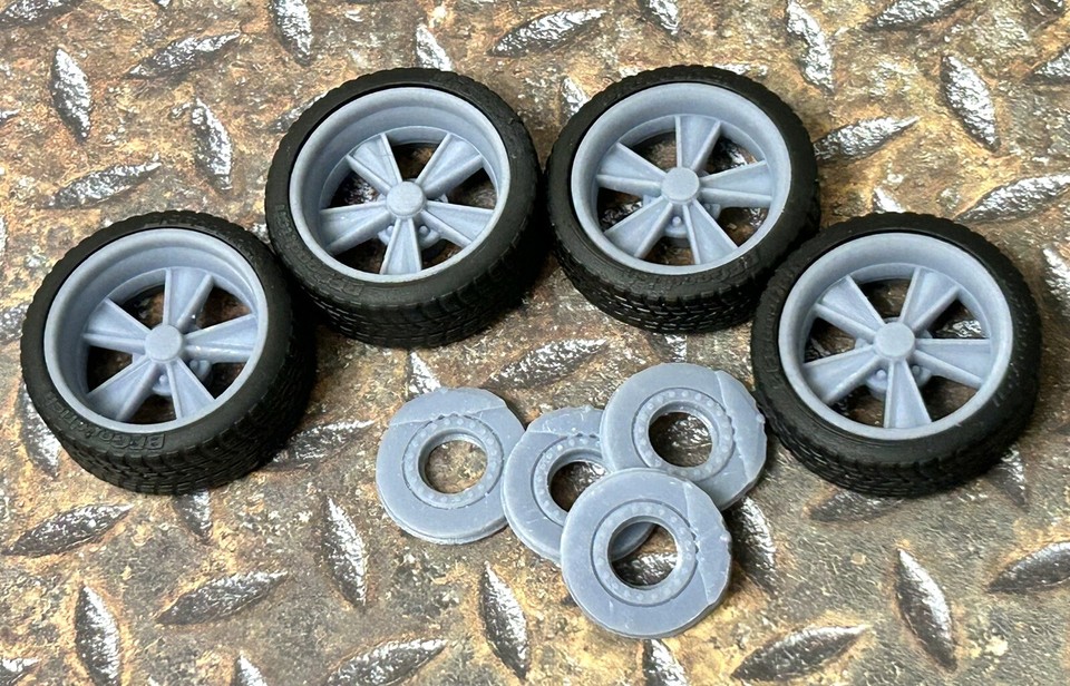 Resin 21/20 Inch “60’s Hurst” Style Model car Wheels/Tires 1/24 1/25 ...