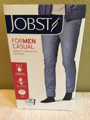 NIB Jobst For Men XL Casual Medical Stocking Socks Blck 15-20mmHg Full ...