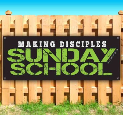 SUNDAY SCHOOL Advertising Vinyl Banner Flag Sign Many Sizes USA CHURCH ...
