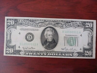 1950 Series Twenty Dollar Federal Reserve Note $20 Bill, Counting ...