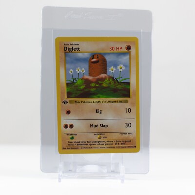Diglett Pokemon 1st edition base set 47/102 1999 stamp raw mint clean ...