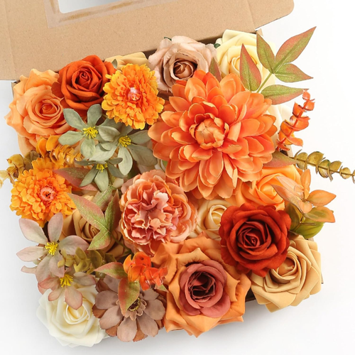38Pcs Artificial Flowers Orange Fake Flowers for DIY Table Centerpieces ...