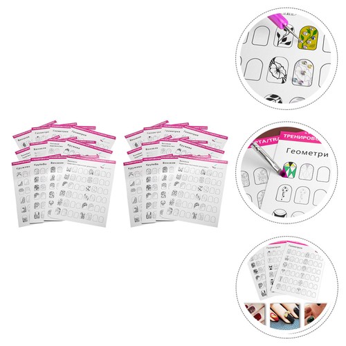 24 Sheets Nail Line Practice Training Cards Drawing Painting Template ...