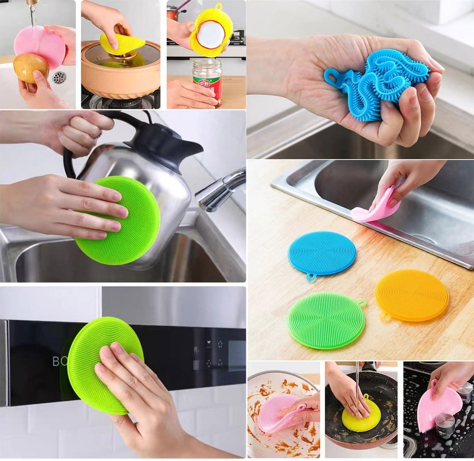 Silicone Sponge Dish Washing Kitchen Scrubber - Silicone Sponge Dish ...