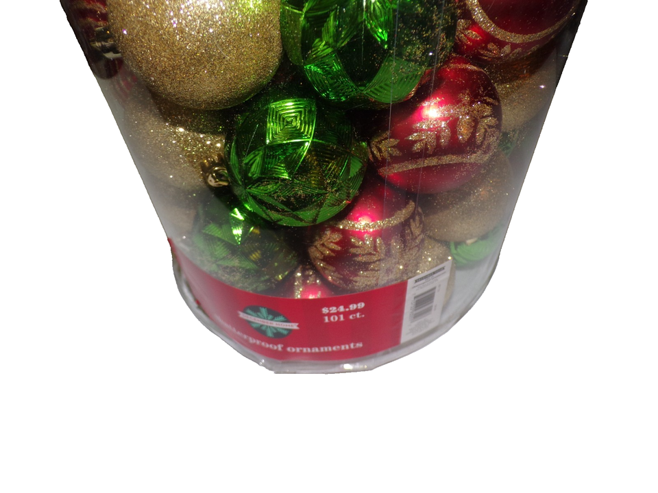 24.99 December Home 101 CT Shatterproof Christmas Tree Ornaments Multi ...