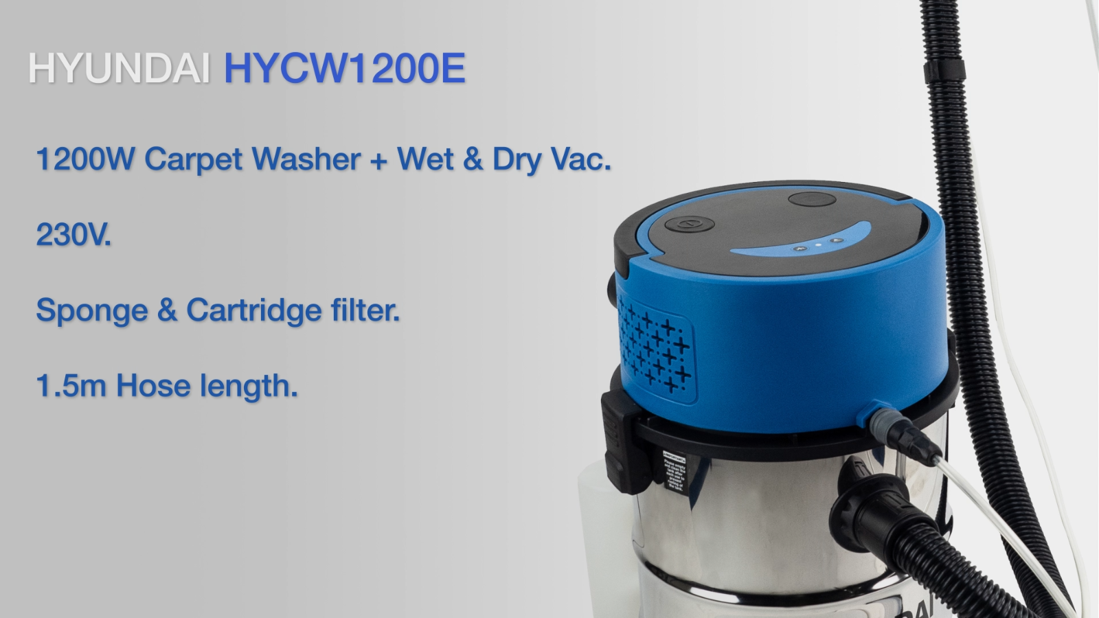 Hyundai Wet & Dry Vacuum, 2-in-1 Carpet Cleaner Blower Upholstery 1200W ...