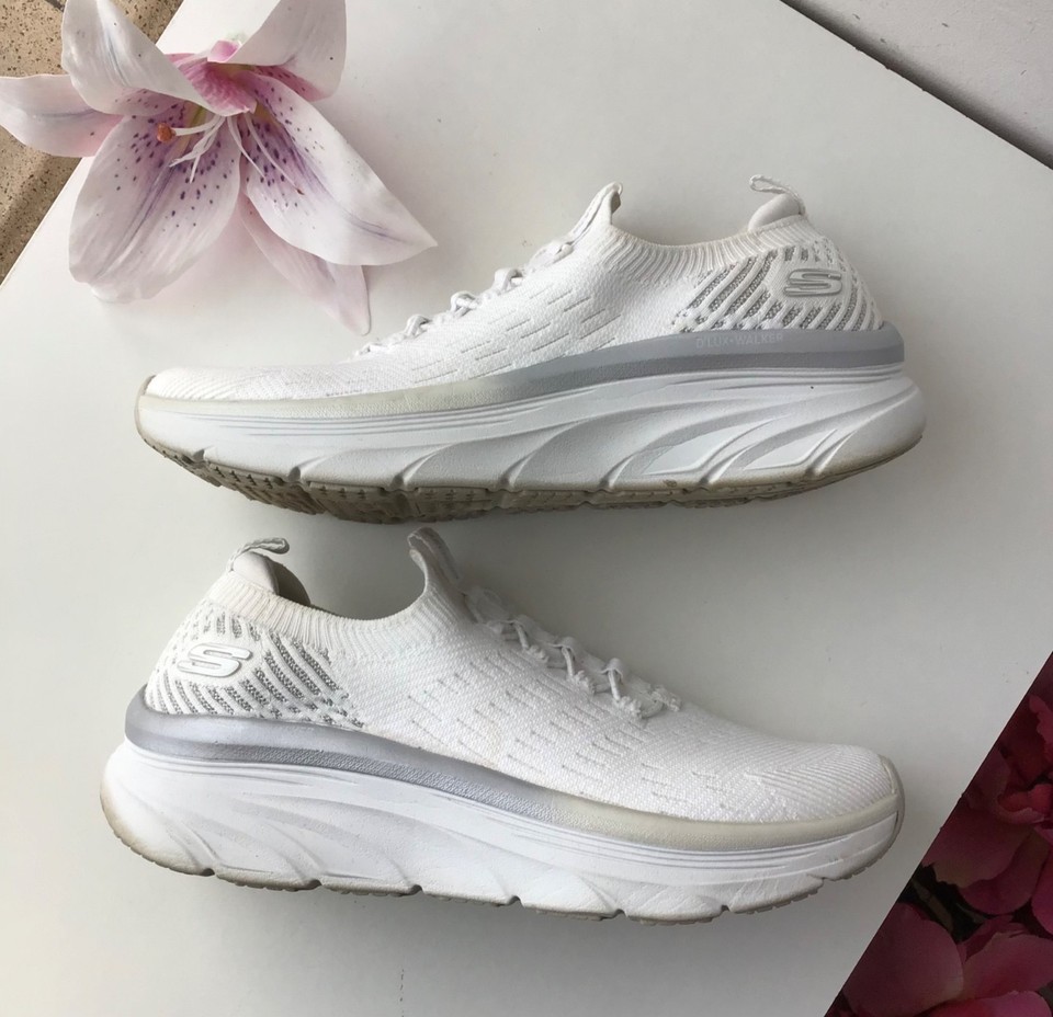 Skechers D'Lux-Walker White Trainers Memory Foam Size UK 7 | eBay UK
