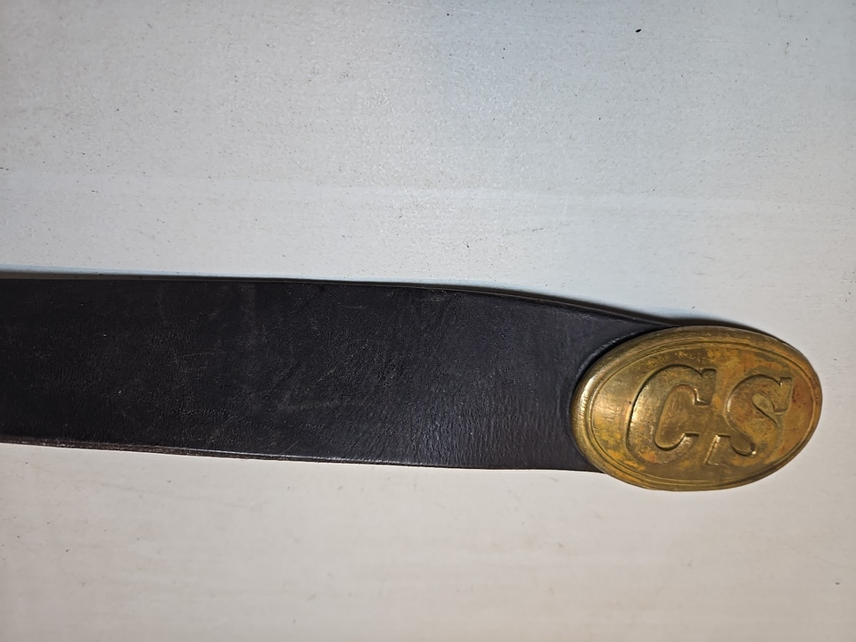 Reproduction Civil War Confederate Officers Leather Belt w/CS Buckle | eBay