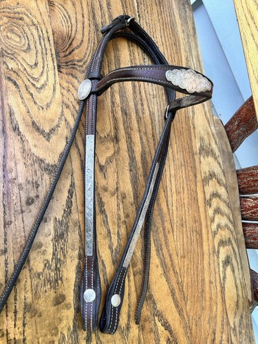 BEAUTIFUL VINTAGE STERLING SILVER CONCHO WESTERN HEADSTALL | eBay