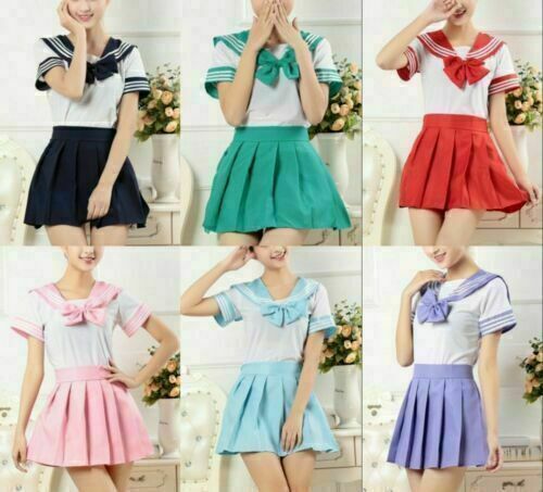 1x Japanese School Girls Dress Outfit Sailor Uniform Anime Cosplay ...