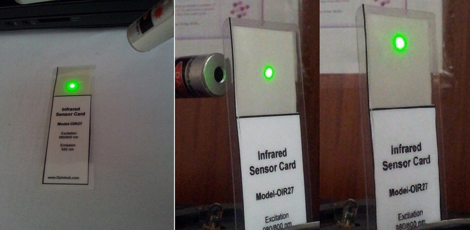 Transparent Infrared(IR) Sensor Cards-1550/980/800/800-1800nm to green ...