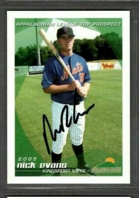 2005 Grandstand Nick Evans Kingsport Mets Baseball Card Signed ...